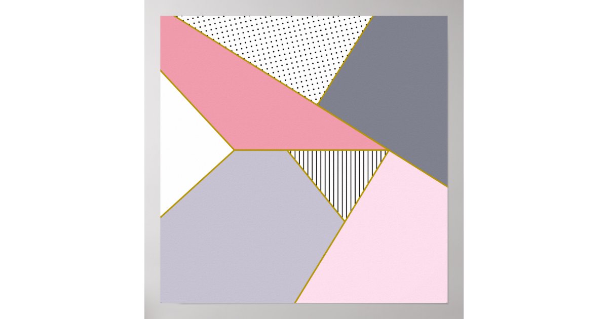 Elegant geometric stripes polka dots pastel poster | Zazzle