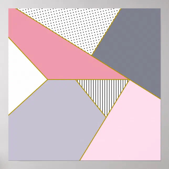 Elegant geometric stripes polka dots pastel poster | Zazzle