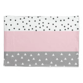 Elegant geometric triangles & dots in grey & pink pillow case | Zazzle