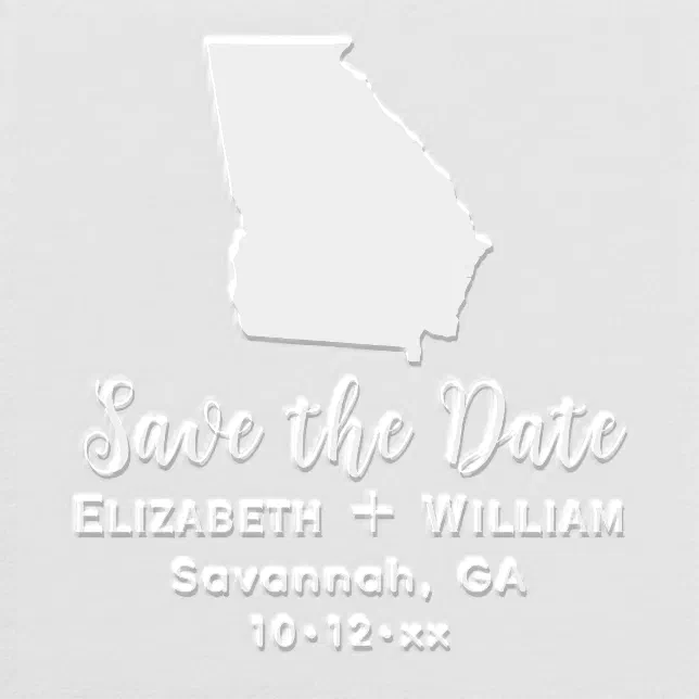 Elegant Georgia State Map Wedding Save the Date Embosser | Zazzle