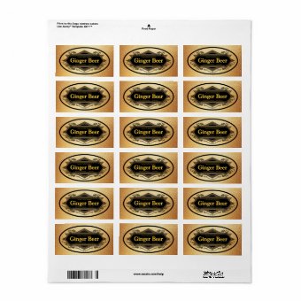 Elegant Ginger Beer Beverage Labels | Zazzle