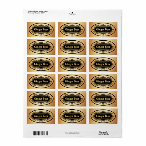 Elegant Ginger Beer Beverage Labels | Zazzle
