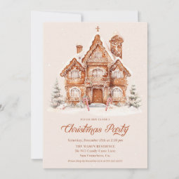 Elegant Gingerbread House Christmas Party Invitation | Zazzle