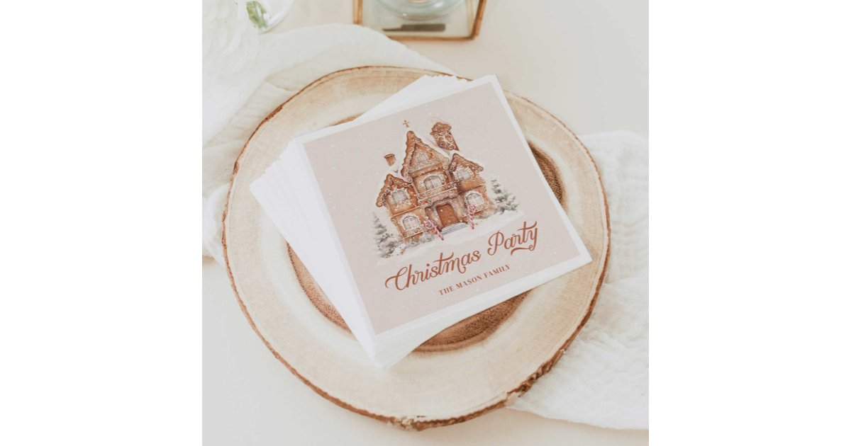 Elegant Gingerbread House Christmas Party Napkins | Zazzle