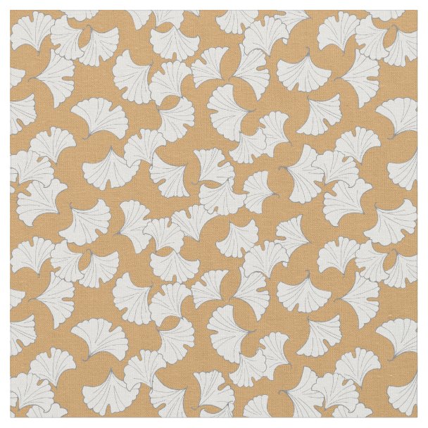 Elegant ginkgo leaves with custom background color fabric | Zazzle