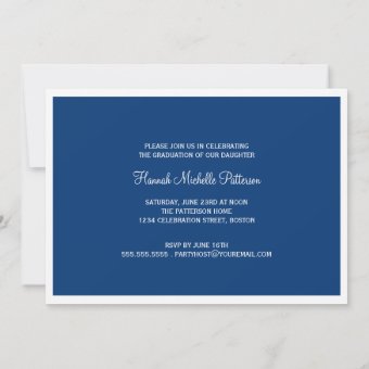 Elegant Girl 4 Photo Blue & White Graduation Invitation | Zazzle