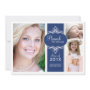 Elegant Girl 4 Photo Blue & White Graduation Invitation | Zazzle
