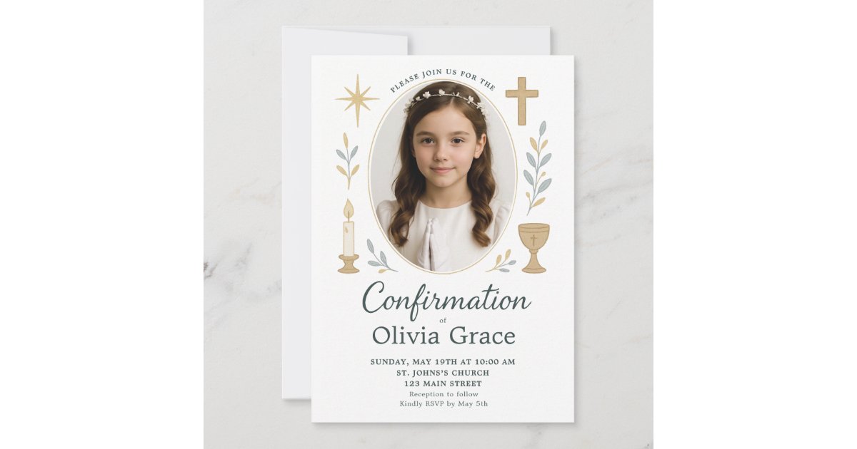 Elegant Girl Confirmation Invitation | Zazzle