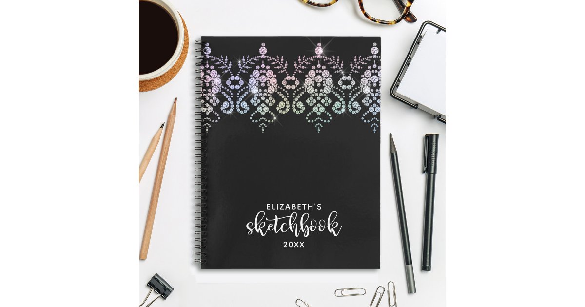 Elegant Girly Black White Artist Sketchbook Notebook | Zazzle