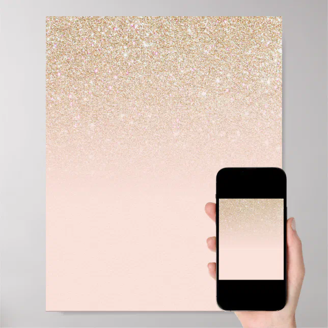 Elegant Girly Gold Rose Pink Glitter Ombre Poster | Zazzle