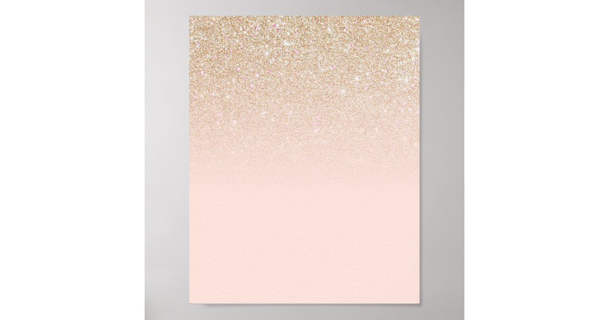 Elegant Girly Gold Rose Pink Glitter Ombre Poster | Zazzle