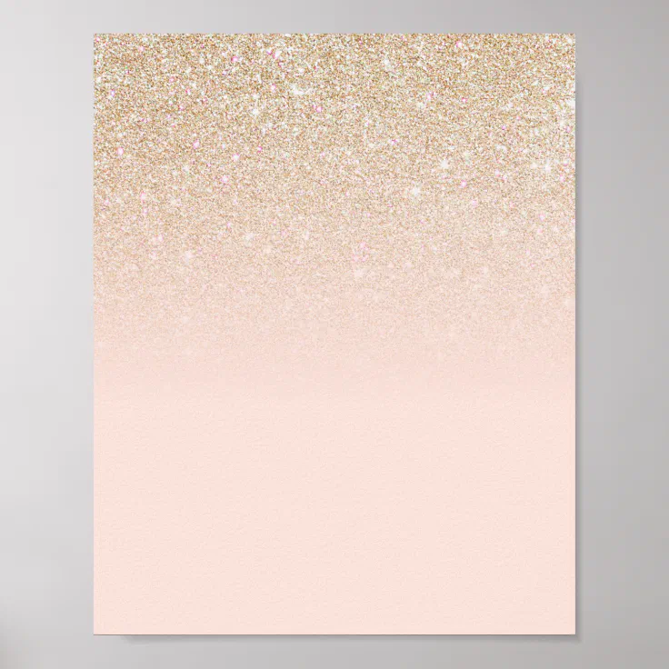 Elegant Girly Gold Rose Pink Glitter Ombre Poster | Zazzle