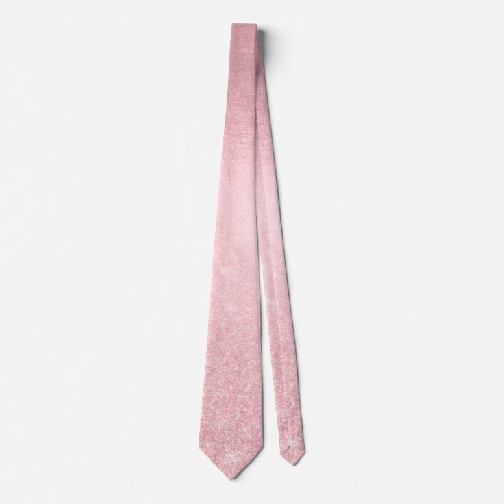 Elegant girly gradient pink rose gold glitter neck tie | Zazzle