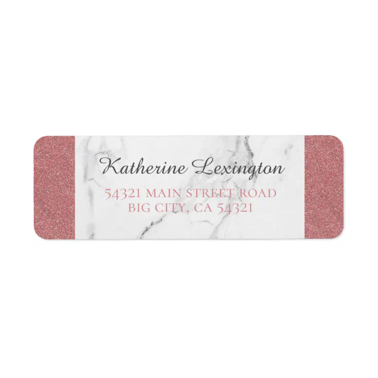 Elegant Girly Marble Blush Pink Glitter Label | Zazzle