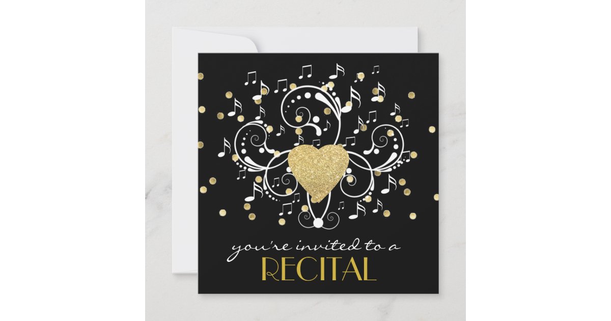 elegant girly music recital invitation | Zazzle