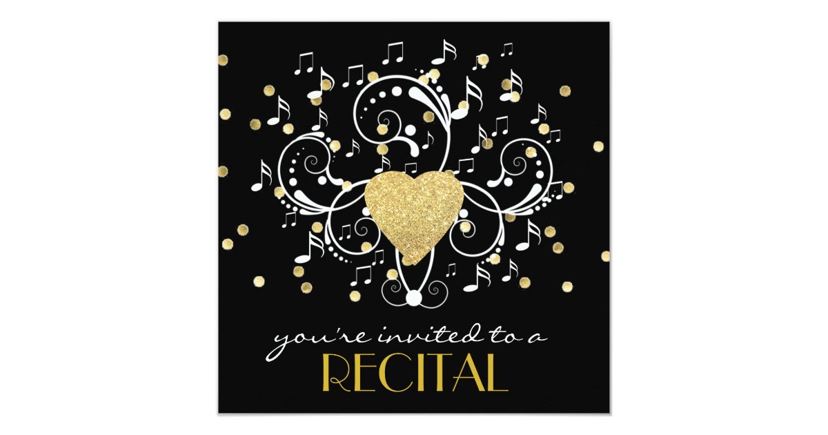 elegant girly music recital invitation | Zazzle.com
