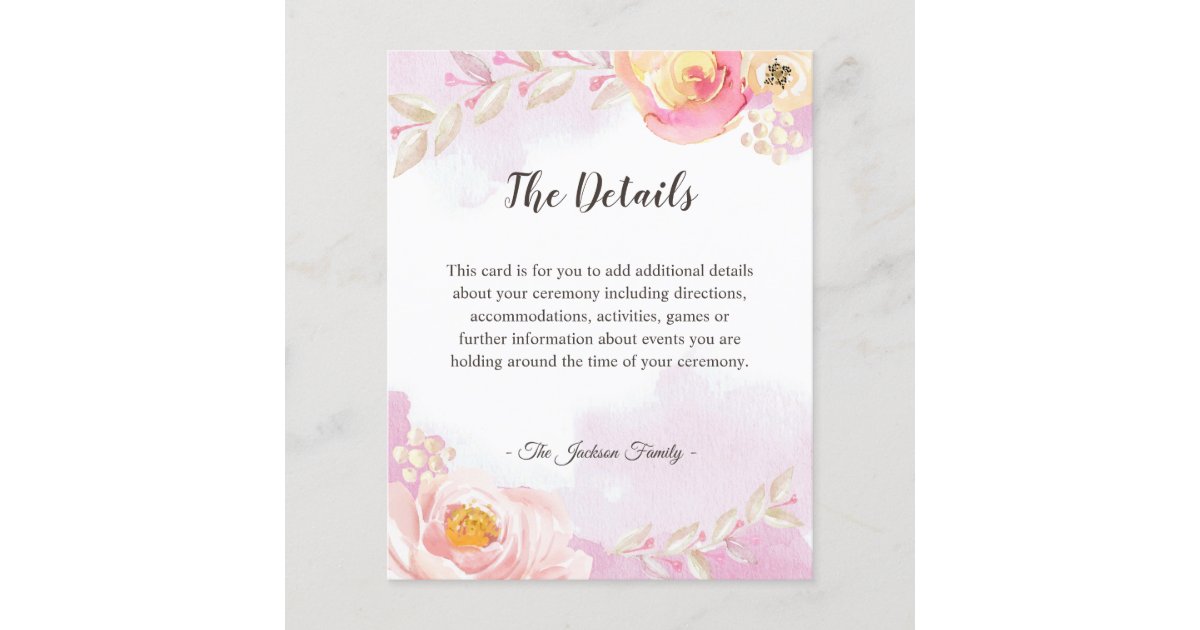 Elegant Girly Pink Gold Rose Garden Details Flyer | Zazzle