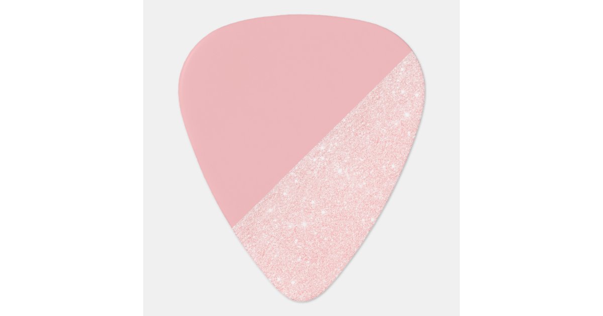 Elegant girly rose gold glitter & pastel pink guitar pick | Zazzle