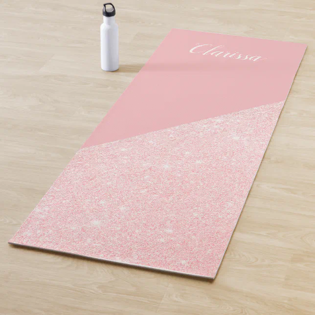 Elegant girly rose gold glitter & pastel pink yoga mat | Zazzle