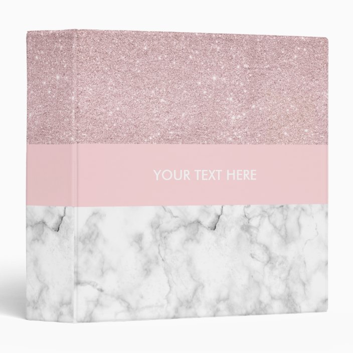 Elegant girly rose gold glitter & white marble 3 ring binder | Zazzle.com