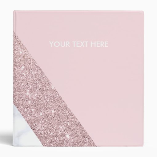 elegant girly rose gold glitter white marble pink binder | Zazzle
