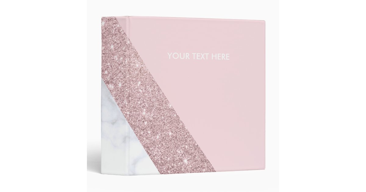 elegant girly rose gold glitter white marble pink binder | Zazzle