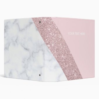 elegant girly rose gold glitter white marble pink binder | Zazzle