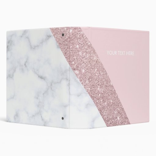 elegant girly rose gold glitter white marble pink binder | Zazzle