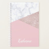 Elegant girly rose gold glitter white marble pink planner | Zazzle
