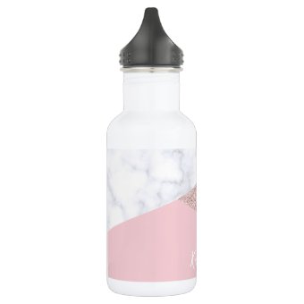 Elegant girly rose gold glitter white marble pink water bottle | Zazzle