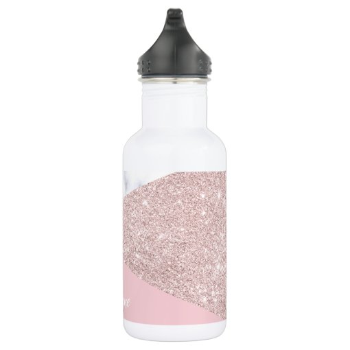 Elegant girly rose gold glitter white marble pink water bottle | Zazzle