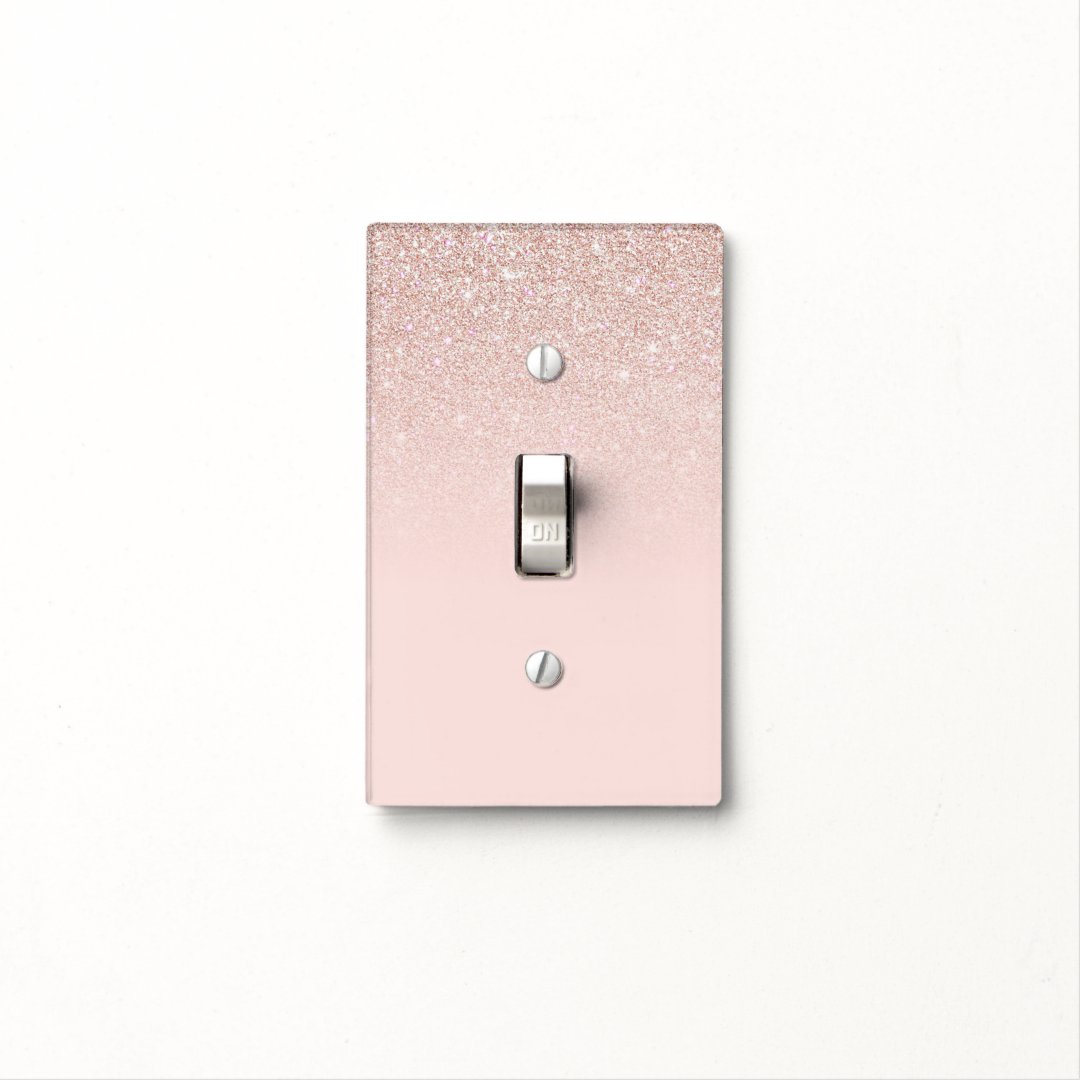 Elegant Girly Rose Gold Pink Glitter Ombre Light Switch Cover | Zazzle