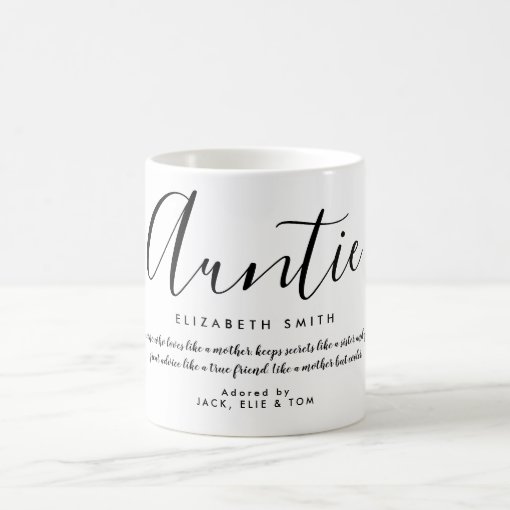 Elegant Girly Script Auntie Quote Coffee Mug | Zazzle
