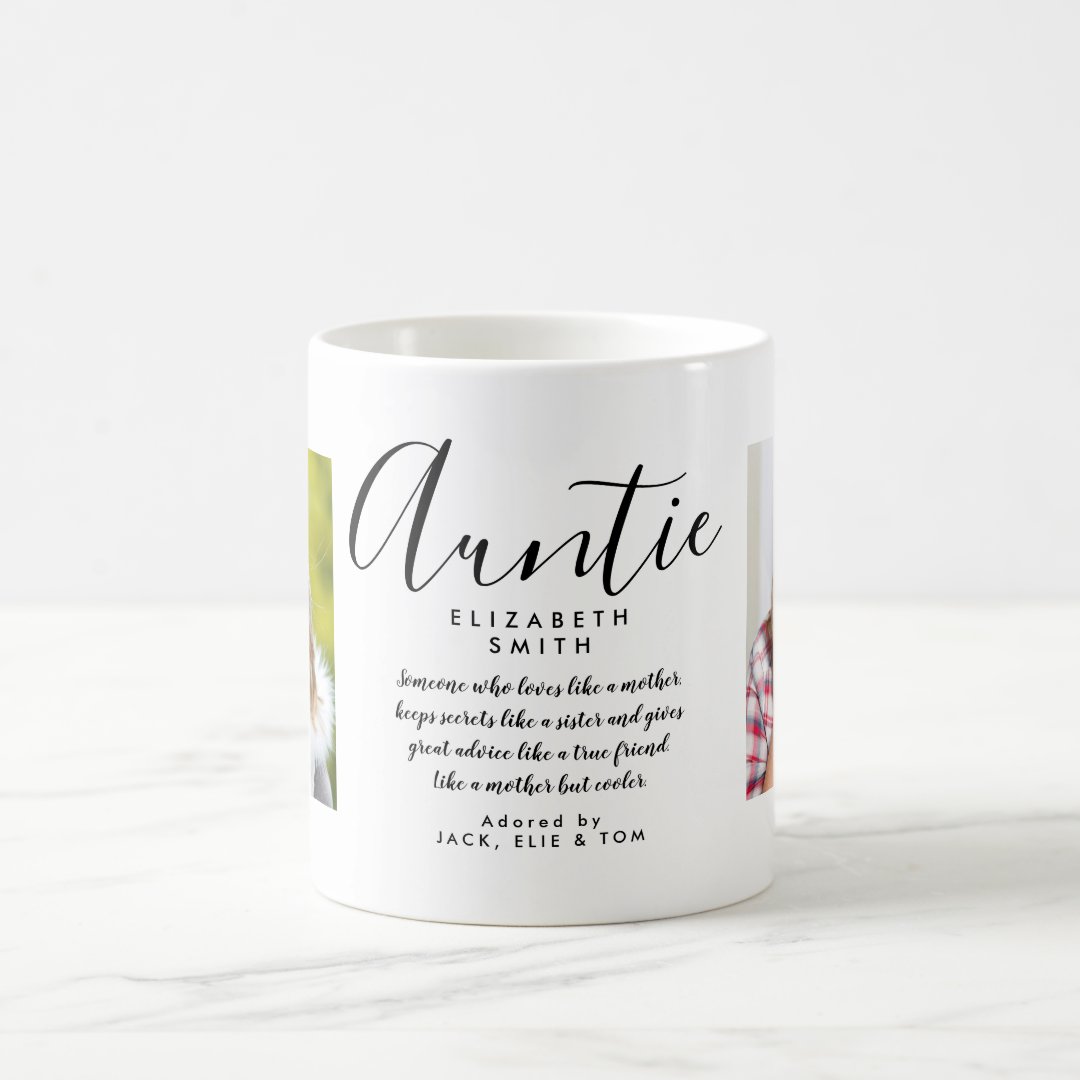 Elegant Girly Script Auntie Quote Photo Coffee Mug | Zazzle