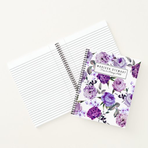 Elegant Girly Violet Lilac Purple Flowers Notebook | Zazzle