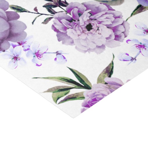 Elegant Girly Violet Lilac Purple Flowers Tissue Paper | Zazzle