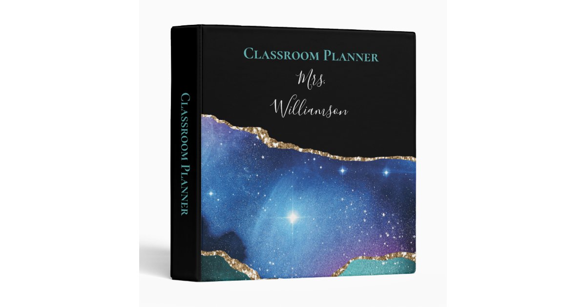Elegant Girly Watercolor Classroom Planner Teacher 3 Ring Binder | Zazzle