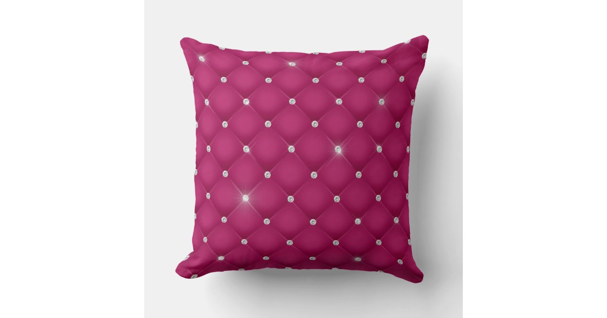 Elegant Glam Glittering Tufted Diamond Crimson Throw Pillow | Zazzle
