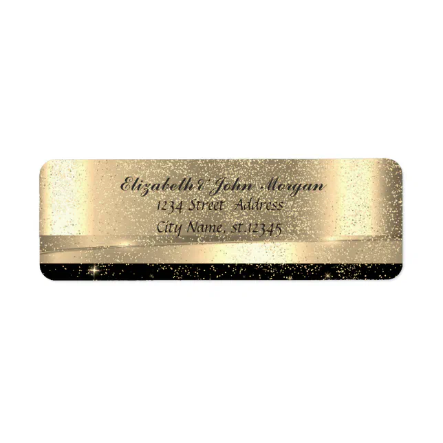 Elegant Glamorous Gold Black Shiny,Confetti Label | Zazzle
