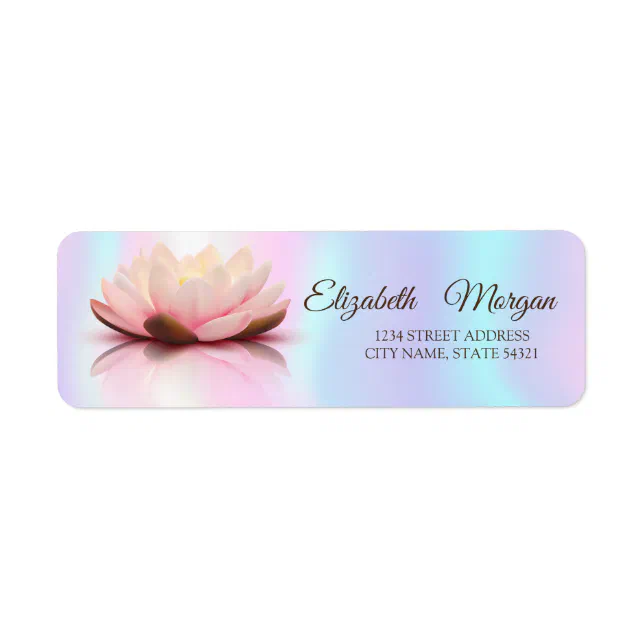 Elegant Glamorous Lotus Holographic Address Label | Zazzle