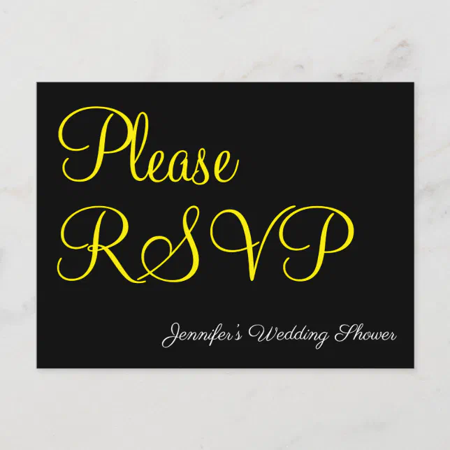 Elegant, Glamorous "Please RSVP" Postcard | Zazzle