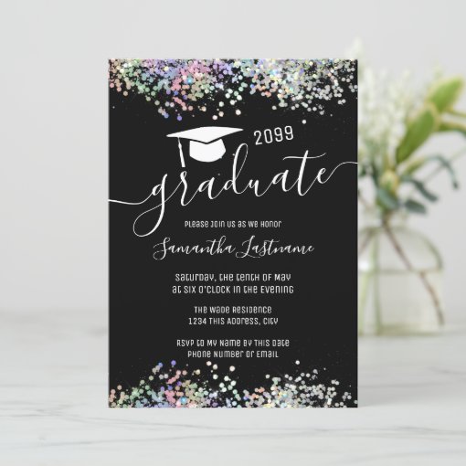 Elegant Gliter Graduate Class of 2022 Invitation | Zazzle