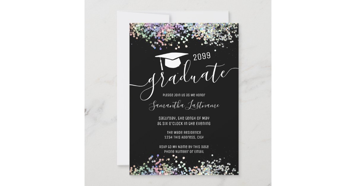 Elegant Gliter Graduate Class of 2022 Invitation | Zazzle