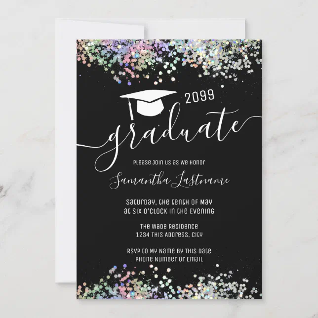 Elegant Gliter Graduate Class of 2022 Invitation | Zazzle