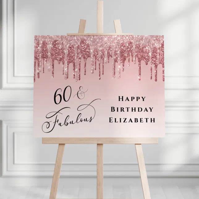 Elegant Glitter 60th Birthday Party Foam Board | Zazzle