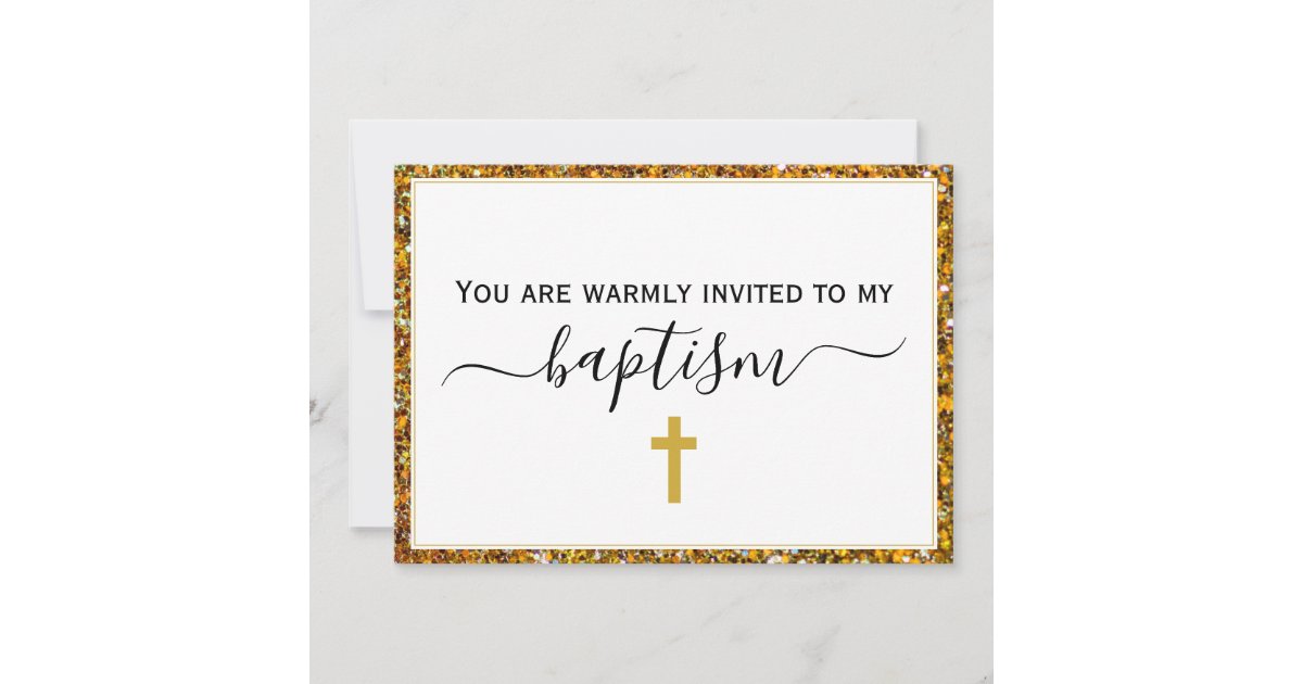 Elegant Glitter ADULT BAPTISM Invitation | Zazzle