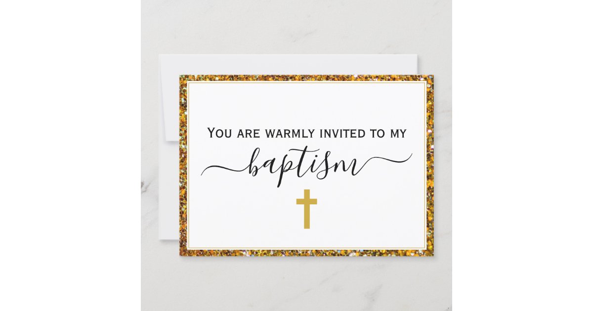 Elegant Glitter ADULT BAPTISM Invitation | Zazzle