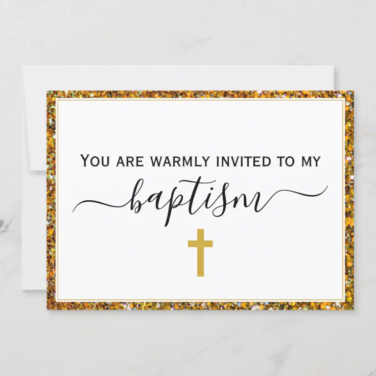 Elegant Glitter ADULT BAPTISM Invitation | Zazzle