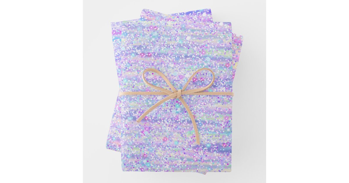Elegant Glitter Confetti Holographic Trendy Girly Wrapping Paper Sheets ...