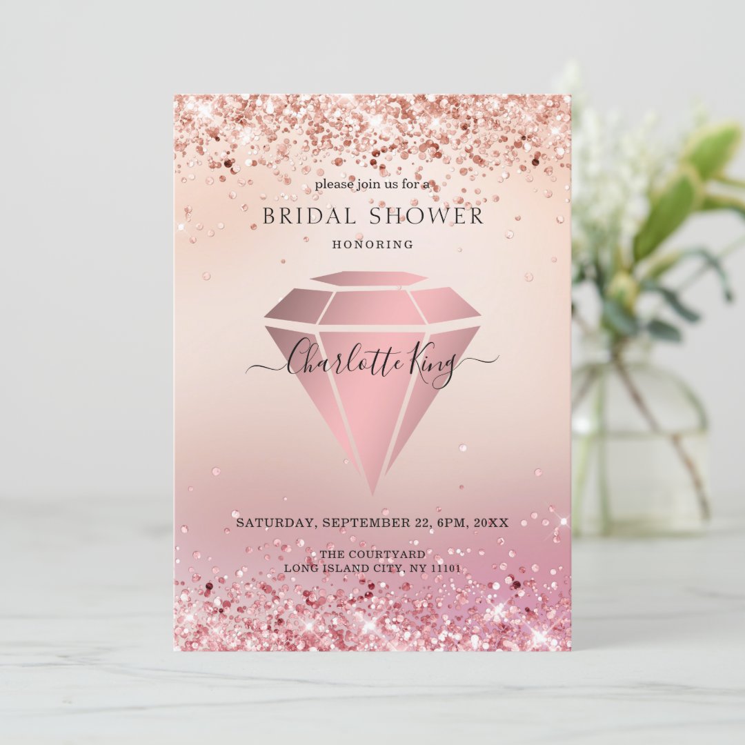 Elegant Glitter Diamond Einladung Invitation | Zazzle